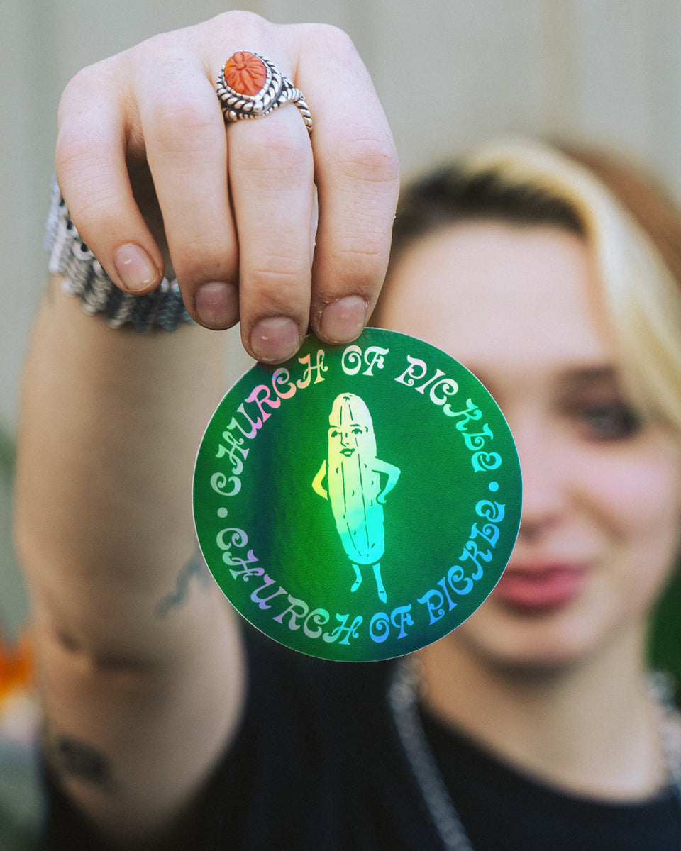 Church of Pickle Chrome Sticker